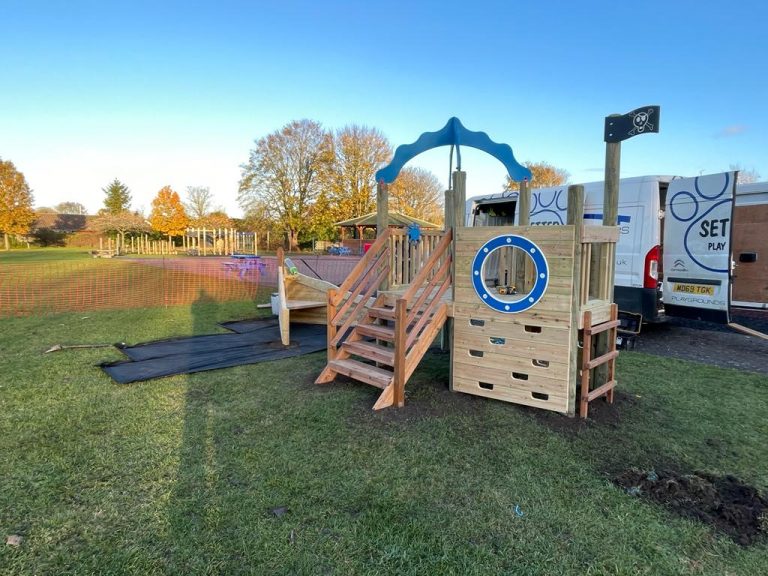 Timber Tug Boat climbing frame installed in Bedfordshire - Setter Play
